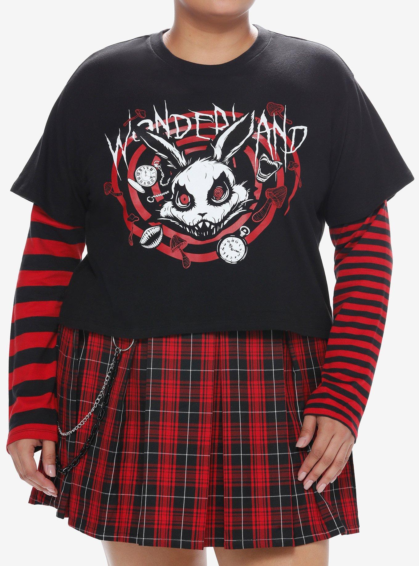 Social Collision Twisted Rabbit Stripe Girls Long Sleeve Twofer Plus