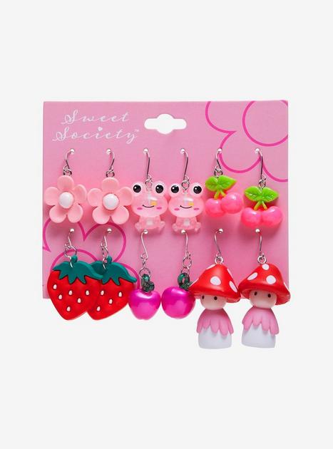 Sweet Society Strawberry Mushroom Figural Earring Set | Hot Topic