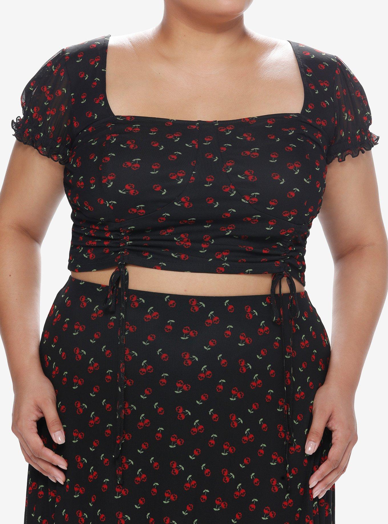 Social Collision Skull Cherry Ruched Girls Crop Top Plus Size Hot Topic
