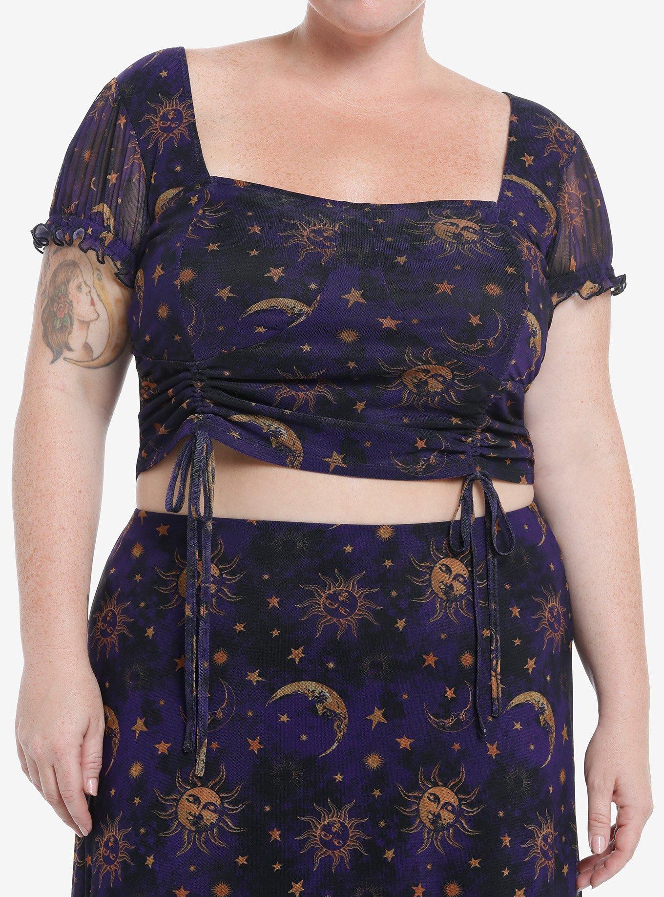 Cosmic Aura Celestial Ruched Girls Crop Top Plus Size | Hot Topic