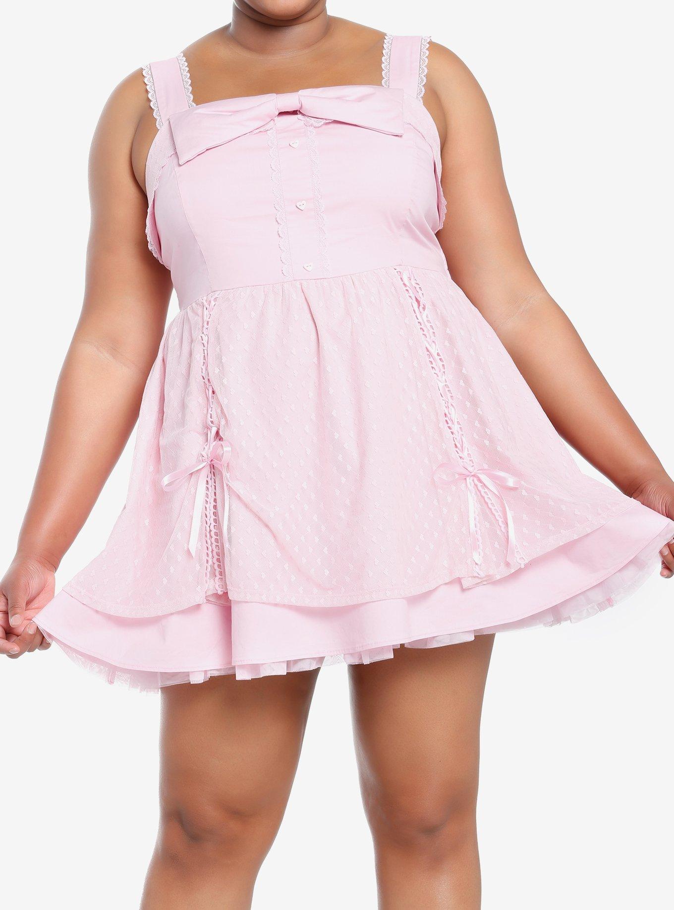 Sweet Society Pink Hearts Lace & Bows Dress Plus Size | Hot Topic