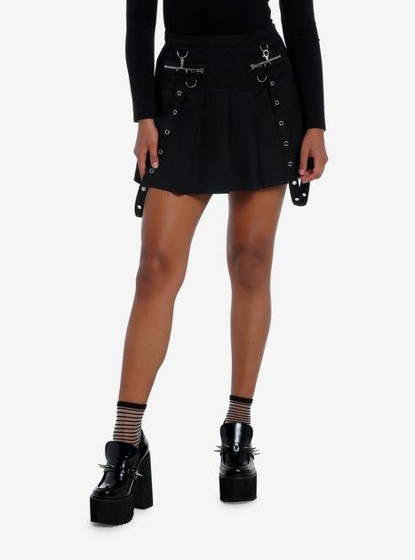 Social Collision Black Pleated Grommet Suspender Skirt Hot Topic
