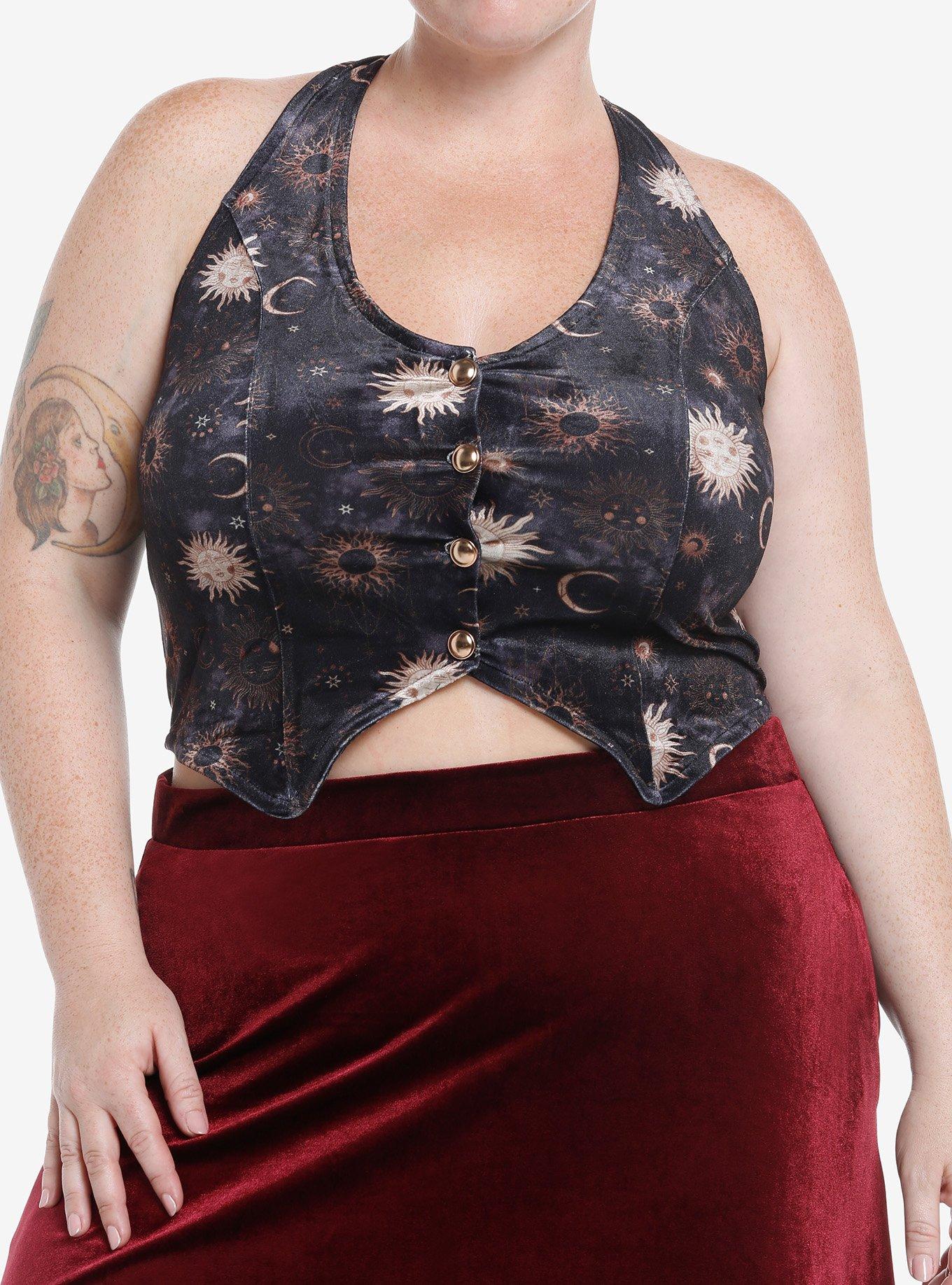 Cosmic Aura Gold Celestial Girls Halter Vest Plus Size | Hot Topic