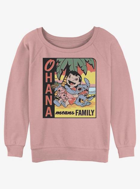 Disney Lilo & Stitch Ohana Means Family Beach Girls Slouchy Sweatshirt ...