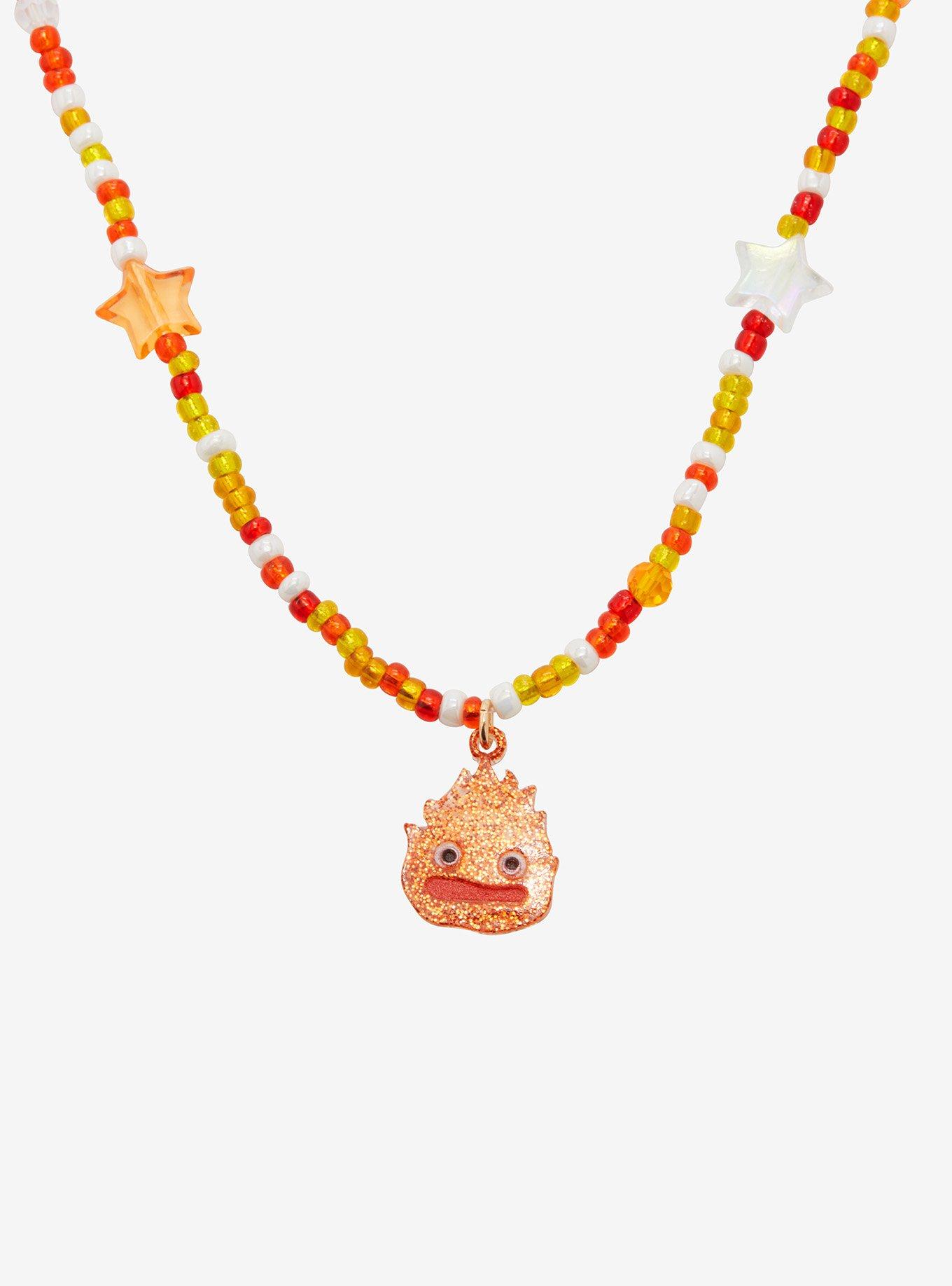 Studio Ghibli Howl's Moving Castle Calcifer Beaded Charm Necklace ...