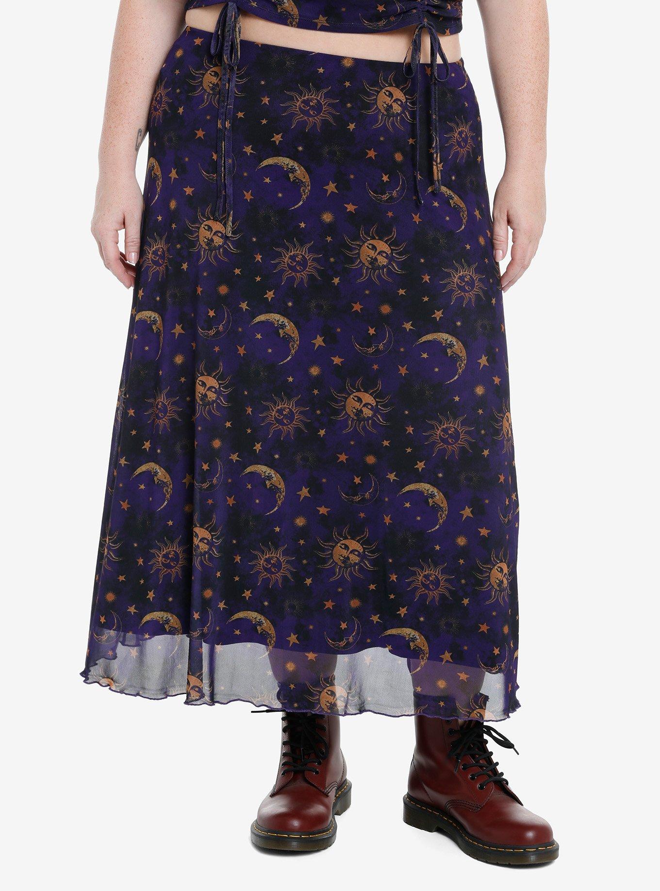 Cosmic Aura Celestial Mesh Midi Skirt Plus Size Hot Topic