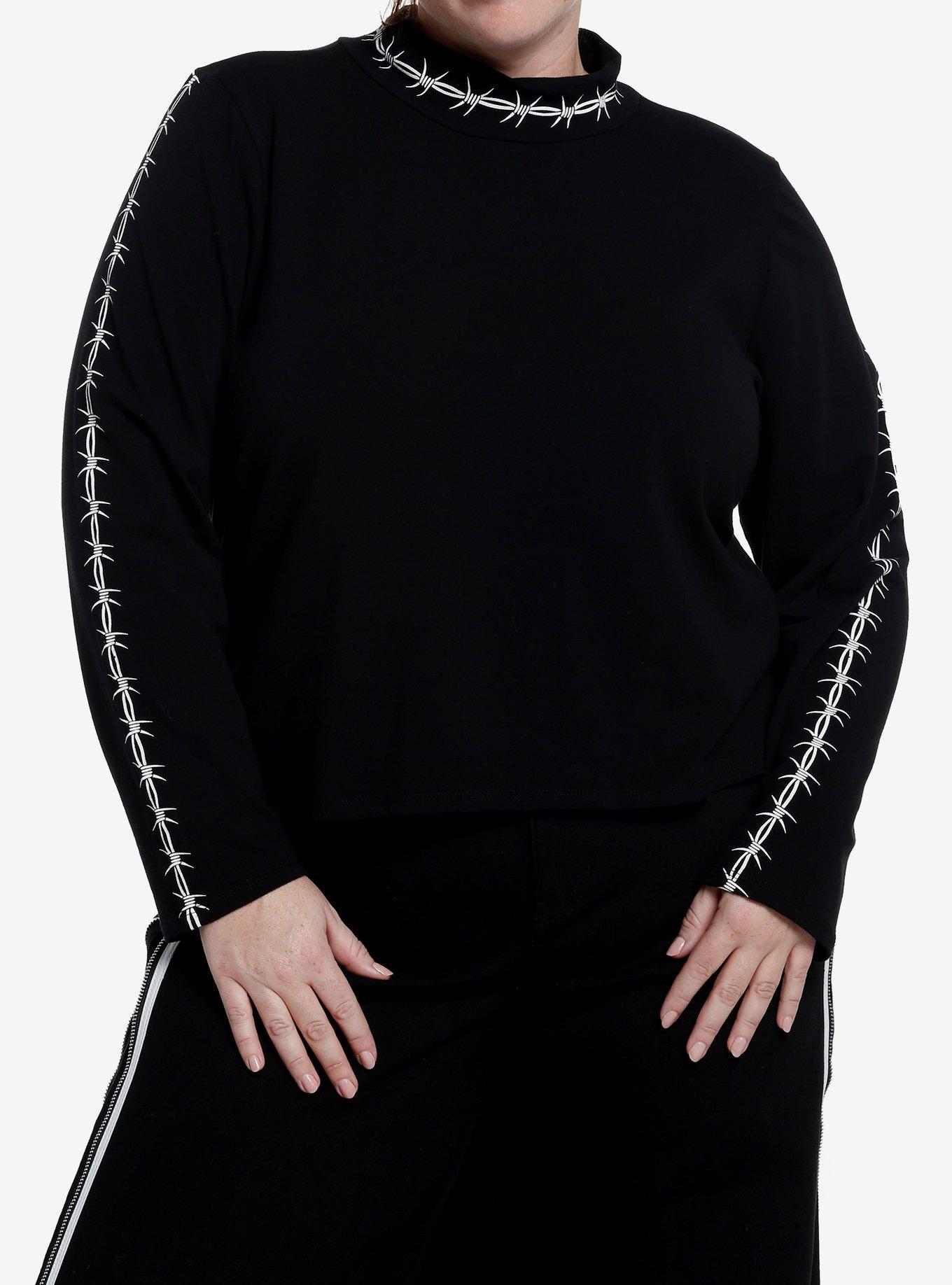Social Collision Barbed Wire Girls Crop Long Sleeve Top Plus Size Hot