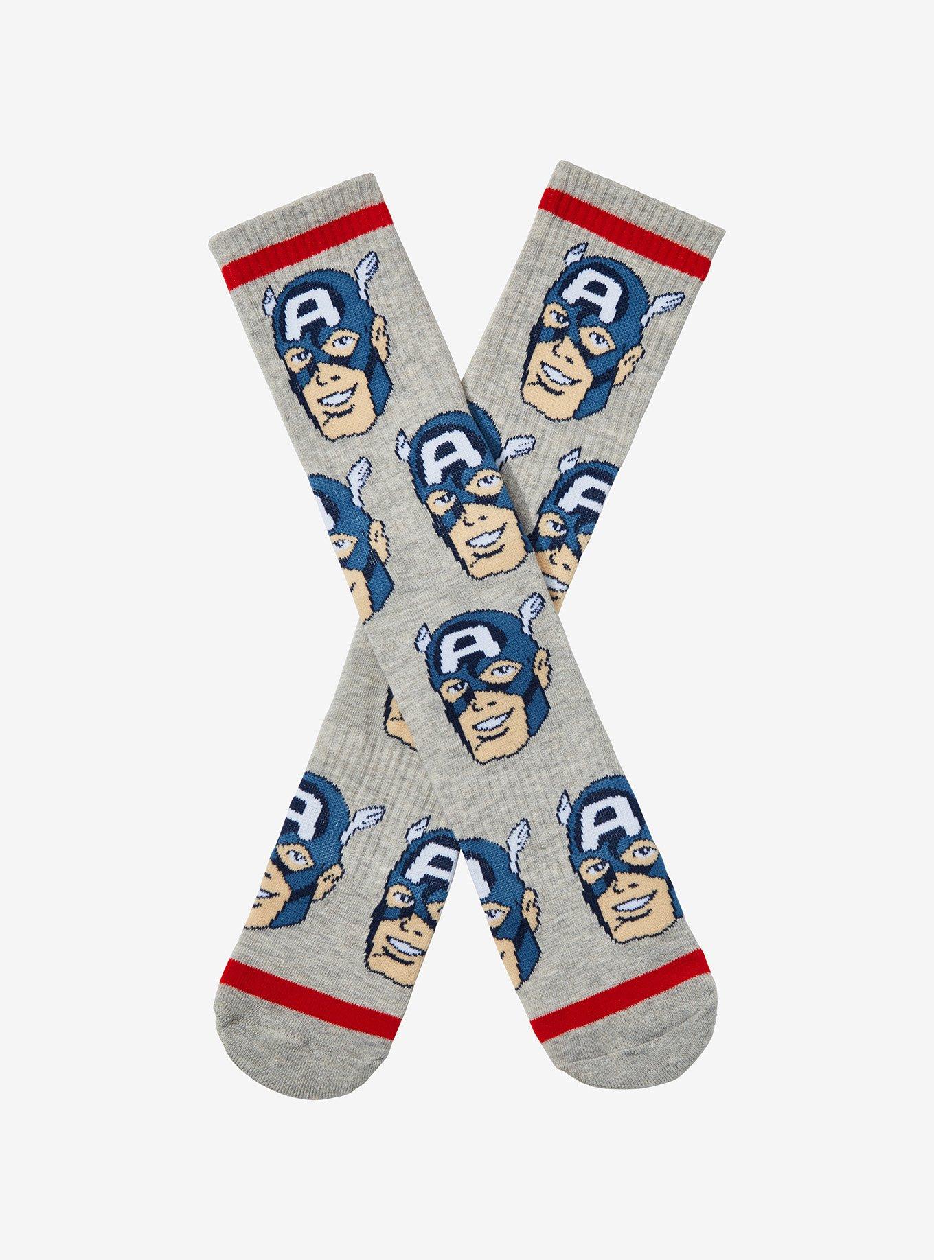 Marvel Captain America Allover Print Crew Socks 0 BoxLunch Exclusive ...