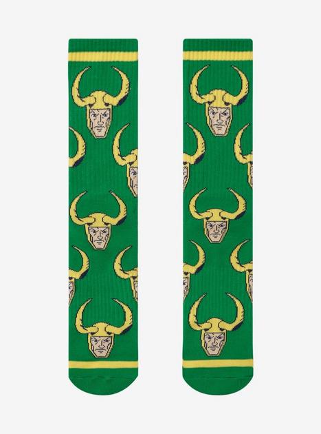 Marvel Loki Allover Print Crew Socks - BoxLunch Exclusive | BoxLunch
