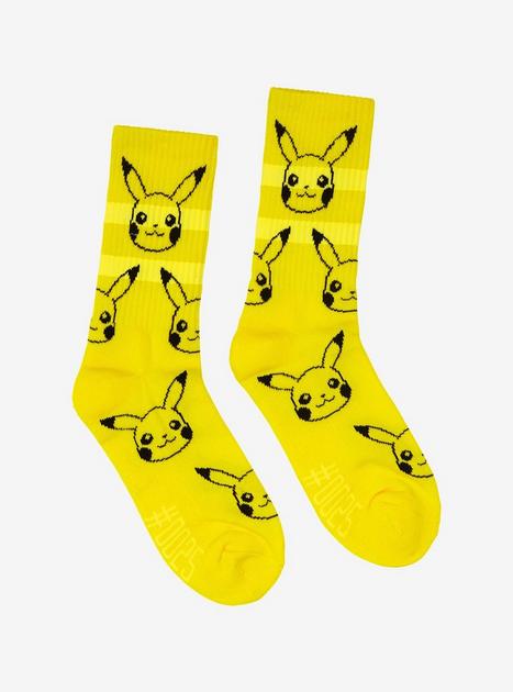 Pokemon Pikachu Striped Allover Print Crew Socks - BoxLunch Exclusive ...