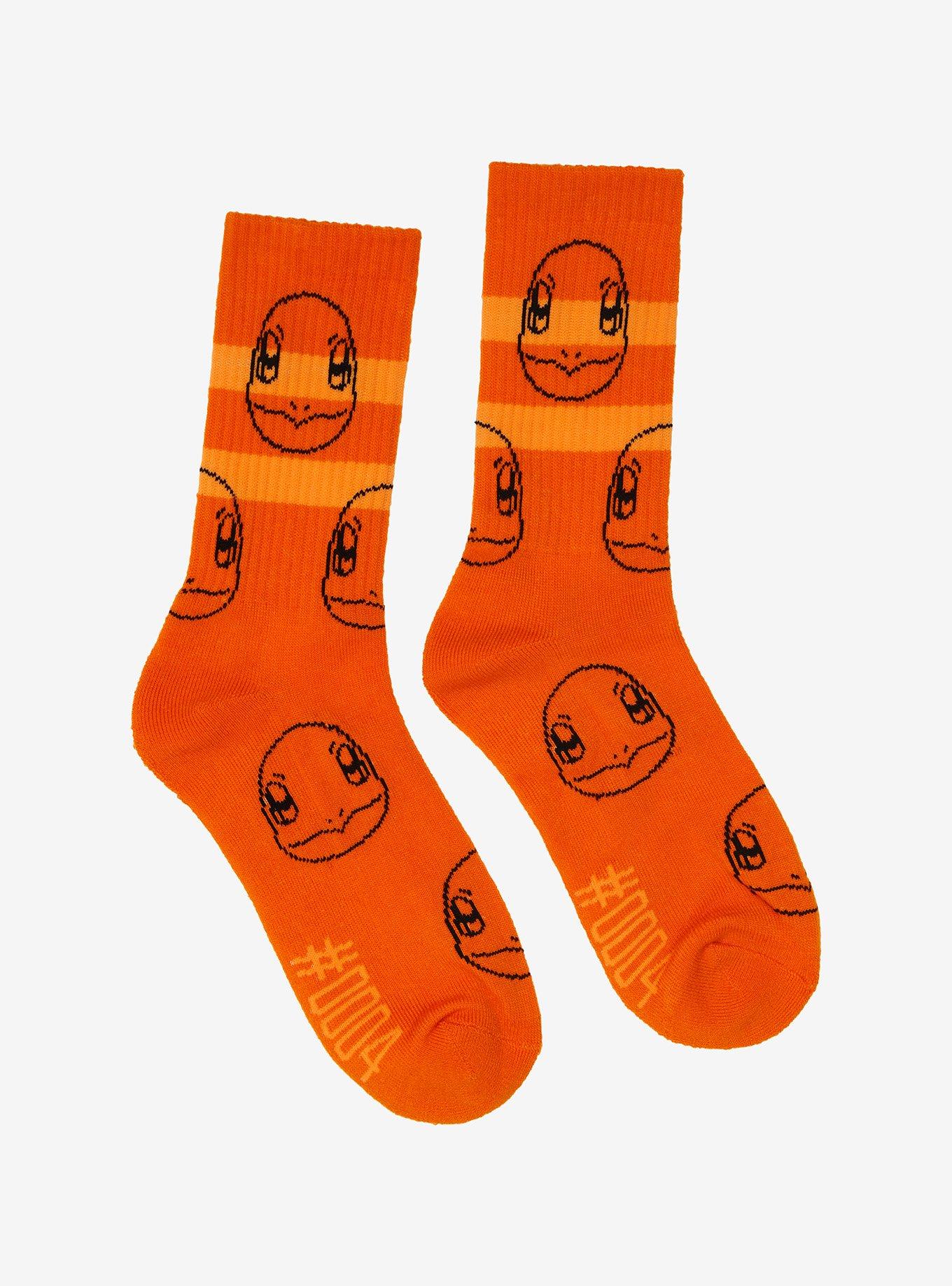 Pokemon Charmander Striped Allover Print Crew Socks - BoxLunch Exclusive | BoxLunch