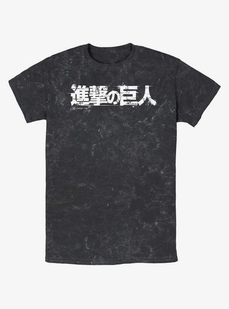 Attack On Titan Japanese Logo Mineral Wash T-Shirt - BLACK | Hot Topic