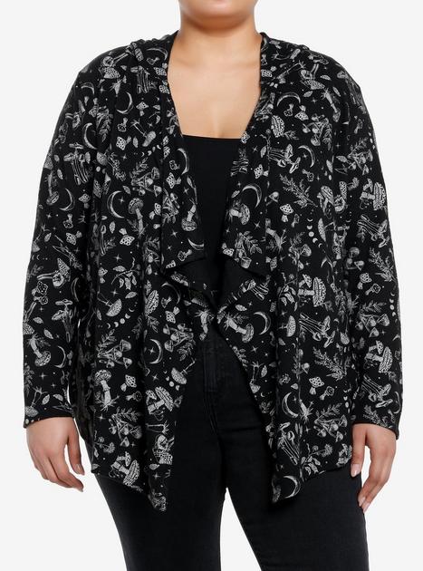 Thorn & Fable Dark Mushrooms Hooded Girls Cardigan Plus Size | Hot Topic