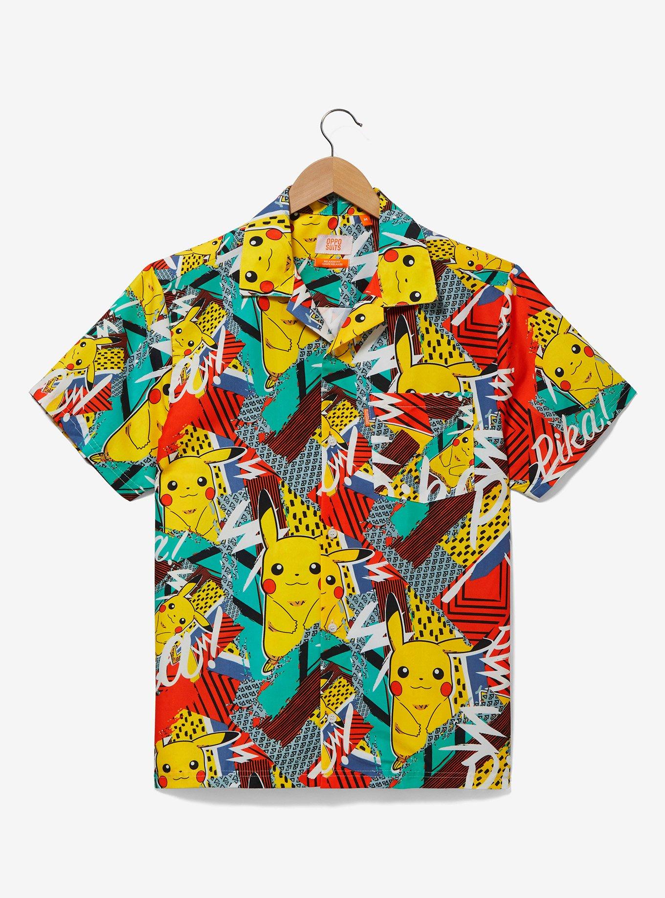 OppoSuits Pokemon Pikachu Patterned Allover Print Woven Button-Up Top ...