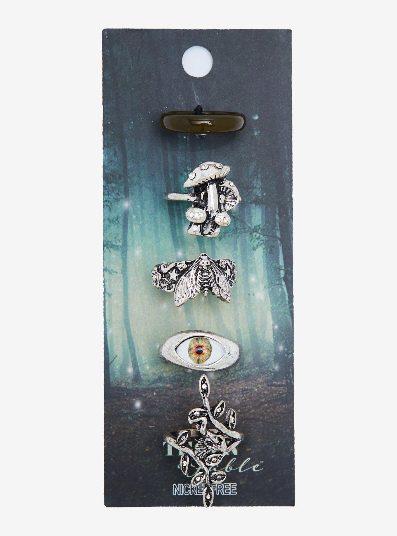 Eye Moth Mushroom Ring Set | Hot Topic