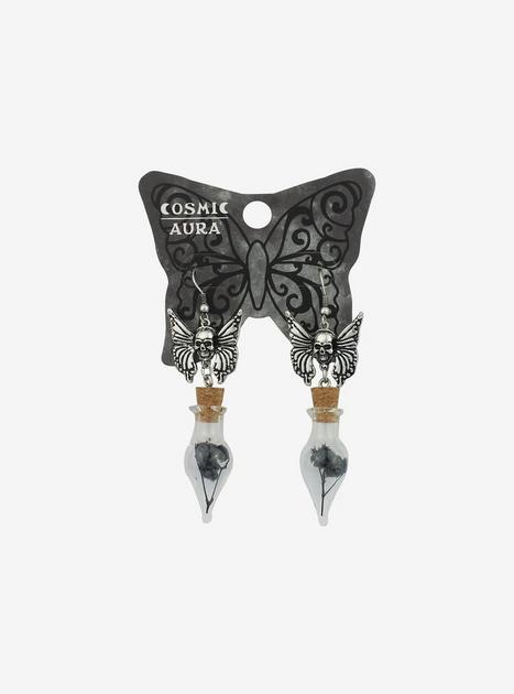 Cosmic Aura Death's-Head Moth Vial Drop Earrings | Hot Topic