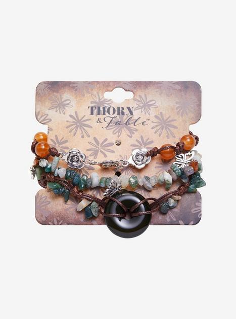 Thorn & Fable Earth Crystal Bead Bracelet Set | Hot Topic
