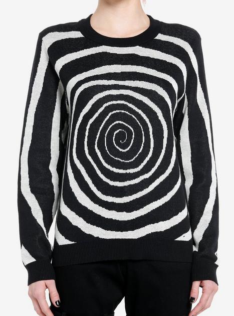 Social Collision Black & White Spiral Girls Sweater | Hot Topic