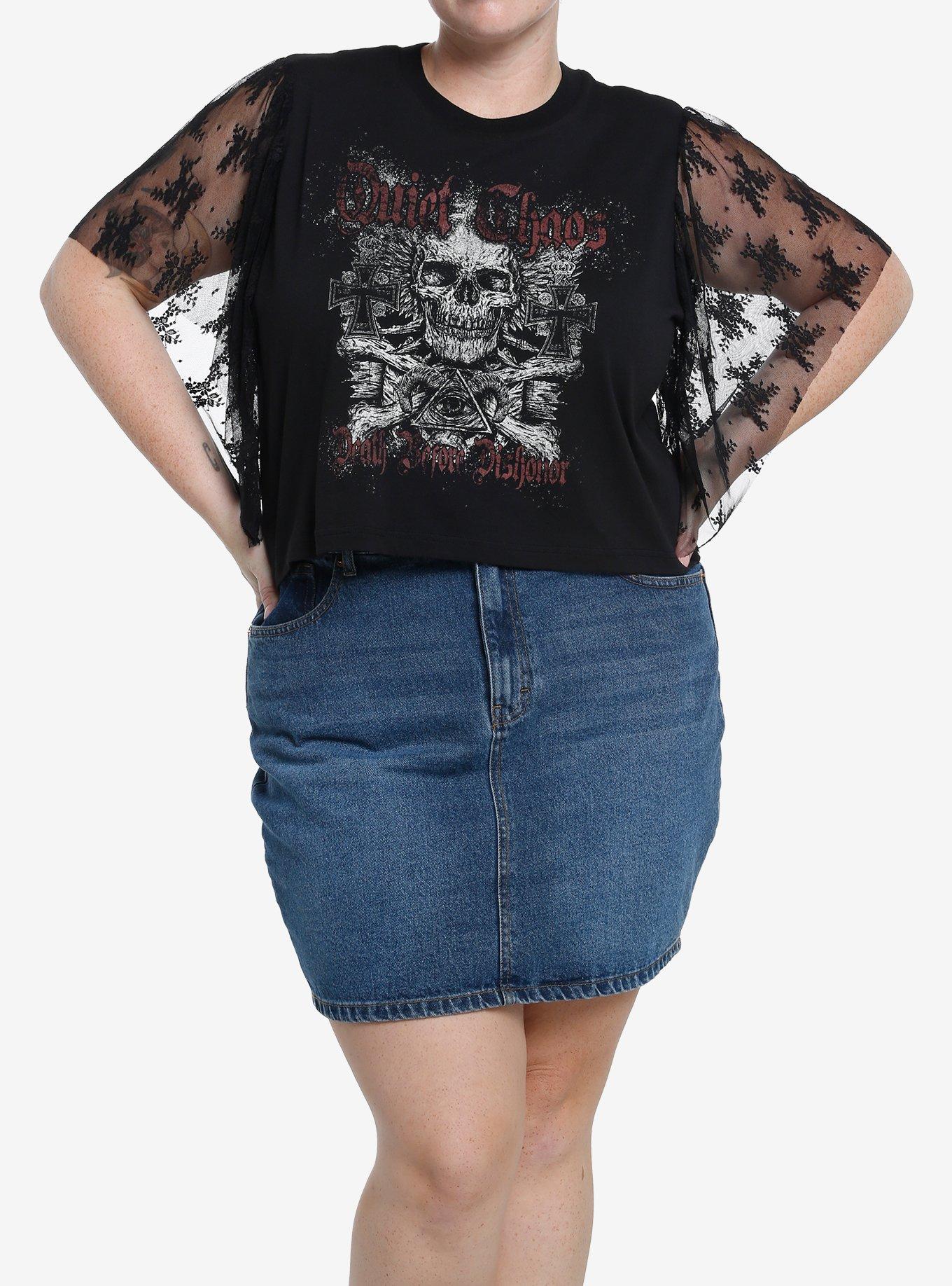 Social Collision Chaos Skull Girls Mesh Short-Sleeve Top Plus Size ...
