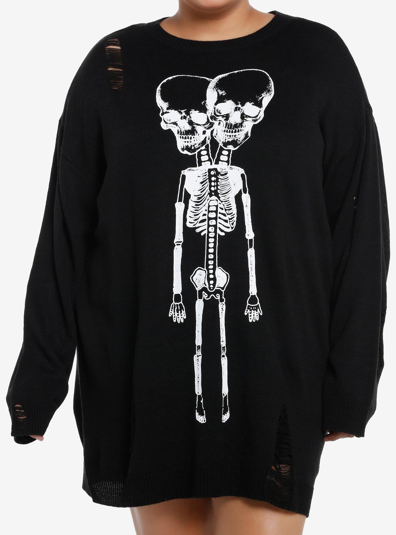 Social Collision Conjoined Skeleton Girls Knit Sweater Dress Plus Size