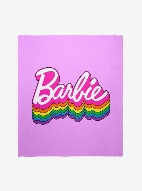Barbie Rainbow Pride Logo Throw Blanket White Hot Topic