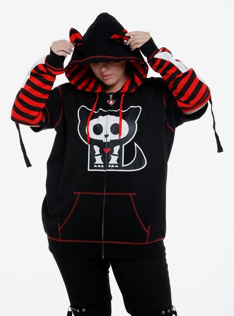 Skelanimals Kit The Cat Striped Girls Hoodie Plus Size | Hot Topic