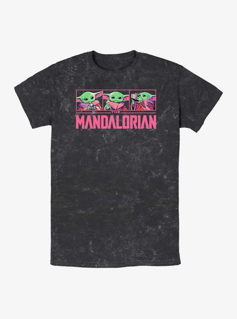 Star Wars The Mandalorian Grogu Neon Logo Mineral Wash T-Shirt - MULTI ...