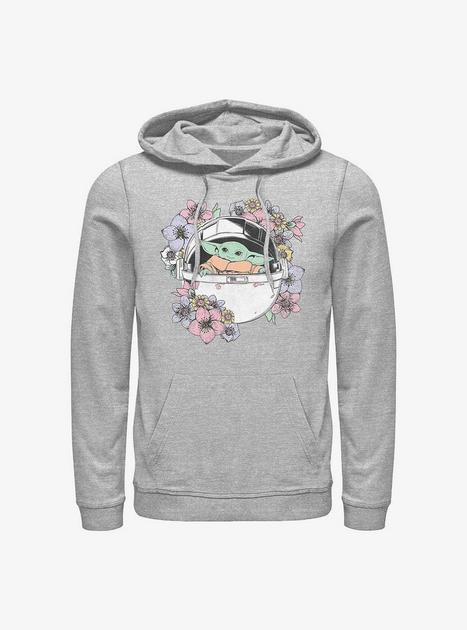Star Wars The Mandalorian Grogu Floral Bassinet Hoodie - GREY | Hot Topic