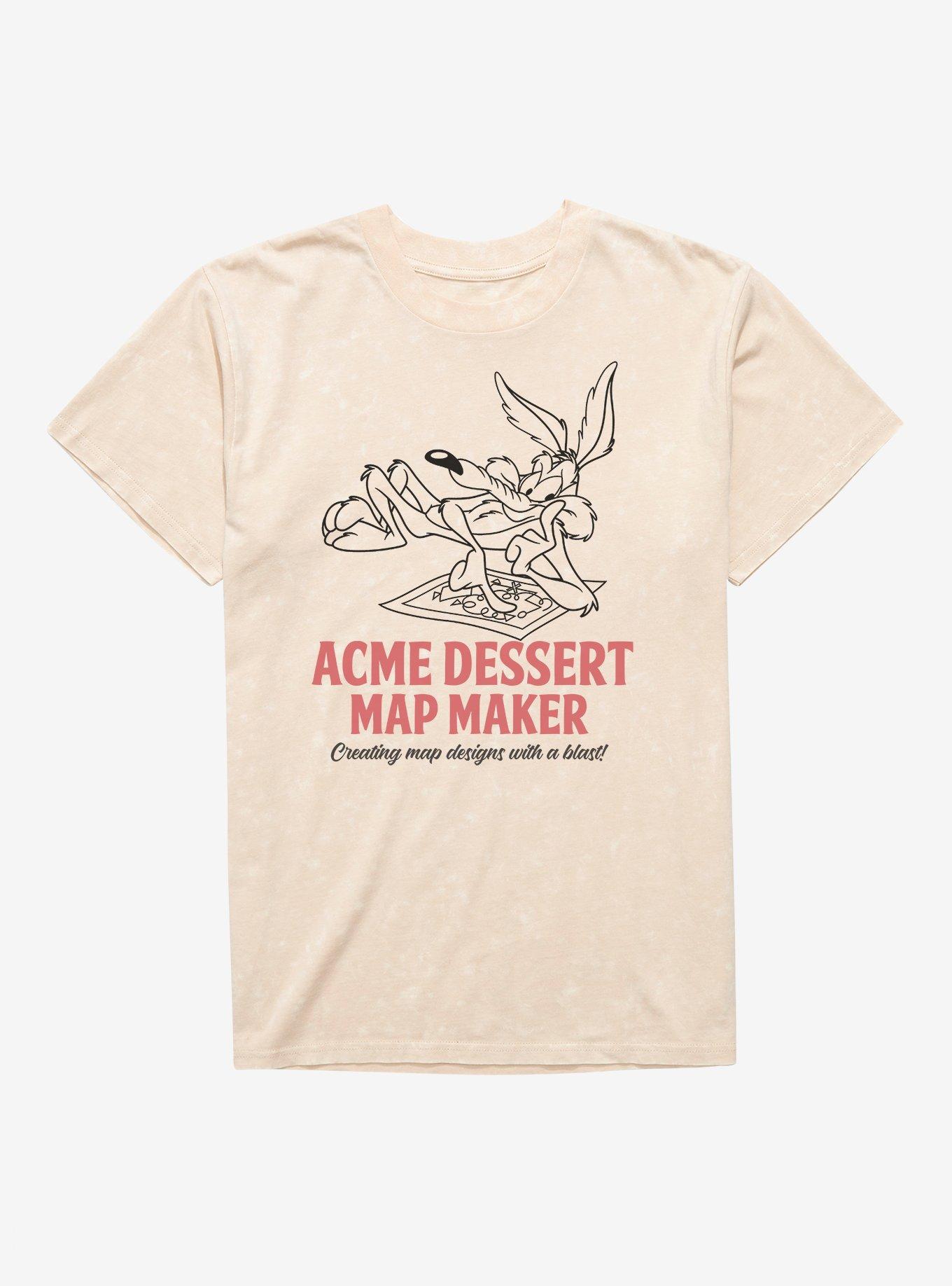 Looney Tunes ACME Dessert Map Maker Mineral Wash T-Shirt - BEIGETAN ...