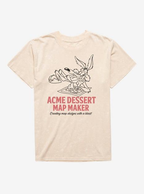 Looney Tunes ACME Dessert Map Maker Mineral Wash T-Shirt - BEIGETAN ...