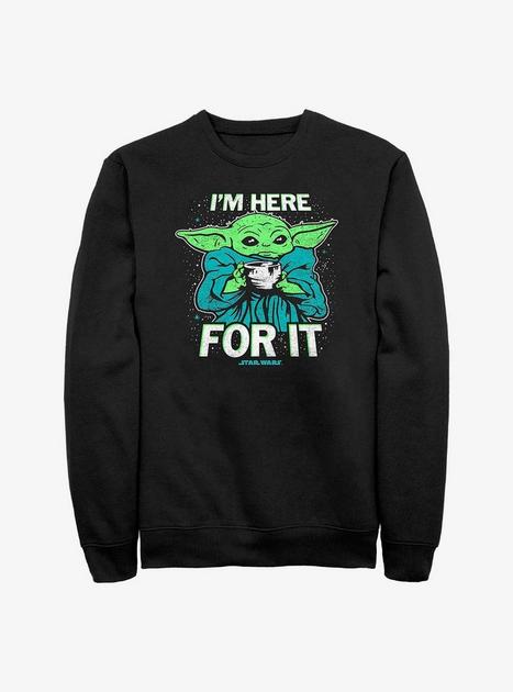 Star Wars The Mandalorian Grogu Tea I'm Here For It Sweatshirt - BLACK ...
