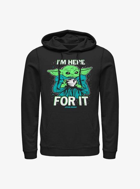 Star Wars The Mandalorian Grogu Tea I'm Here For It Hoodie - BLACK ...