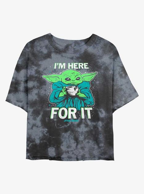 Star Wars The Mandalorian Grogu Tea I'm Here For It Tie-Dye Womens Crop ...