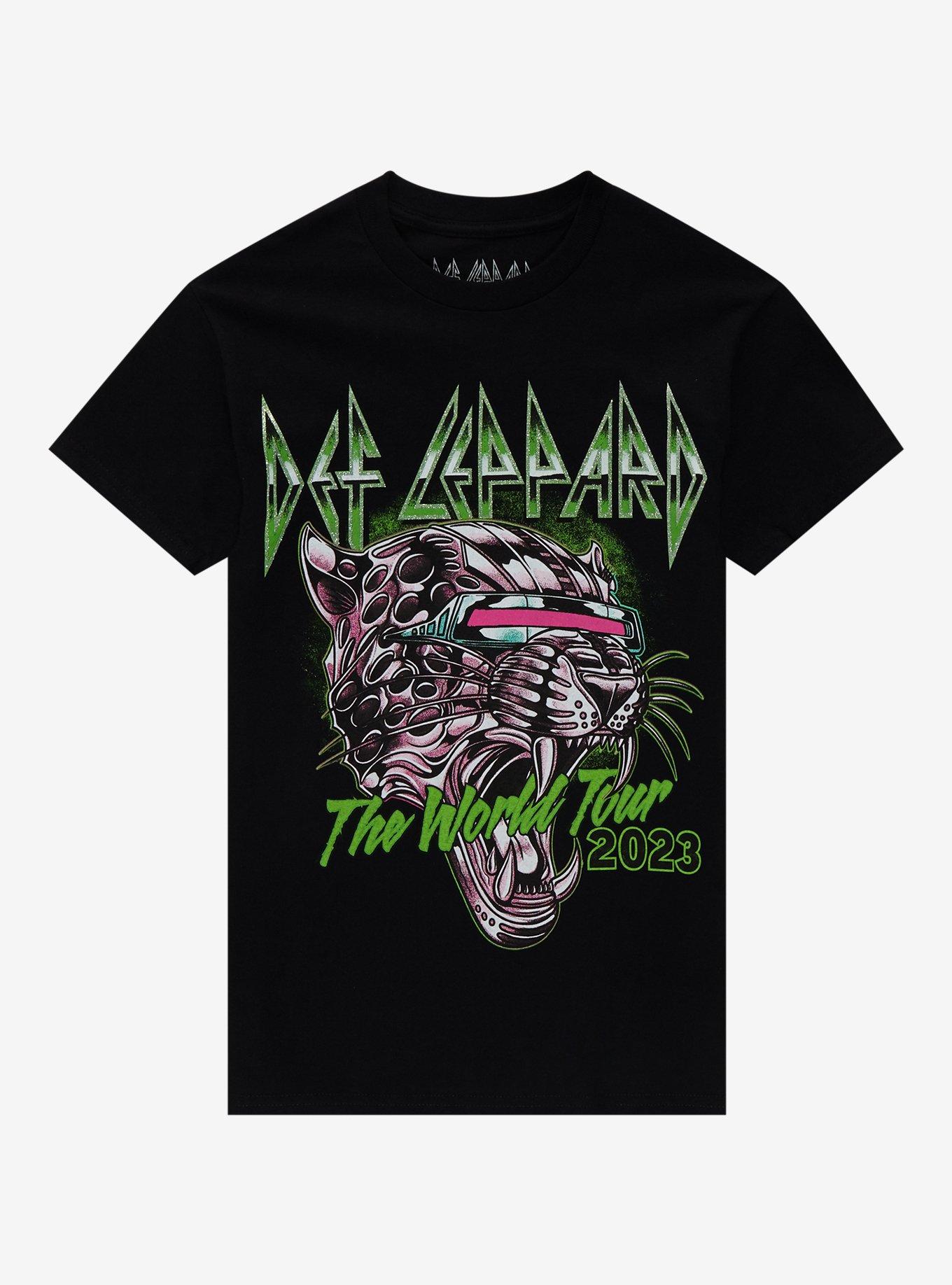 Def Leppard 2023 World Tour Glitter Boyfriend Fit Girls T-Shirt | Hot Topic