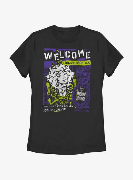 Disney Haunted Mansion Leota Toombs Welcome Poster Womens T-Shirt ...