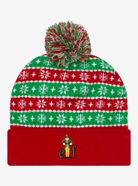 Elf Red & Green Stripe Pom Beanie | Hot Topic