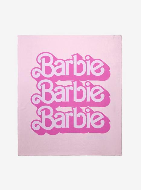 Barbie The Movie Barbie Logo Throw Blanket - WHITE | BoxLunch