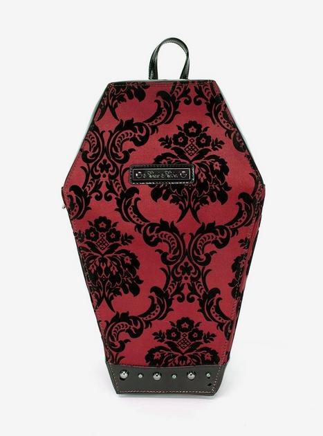Rock Rebel Flocked Damask Coffin Mini Backpack | Hot Topic