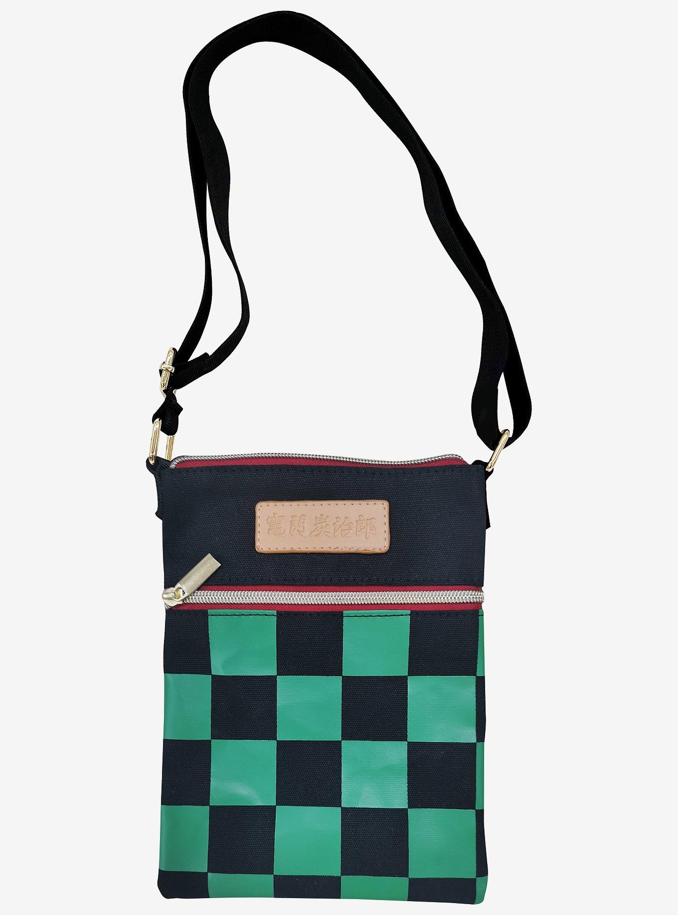 Demon Slayer: Kimetsu No Yaiba Tanjiro Checkered Passport Crossbody Bag ...