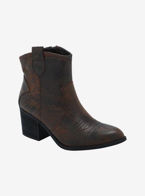 Dirty Laundry Brown Cowboy Ankle Boots | Hot Topic