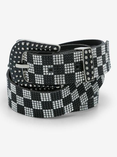 Checkered Western Bling Belt | Hot Topic