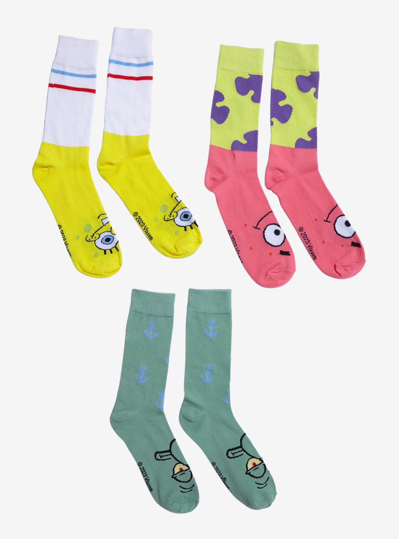 Spongebob Squarepants Character Crew Socks 3 Pair Hot Topic