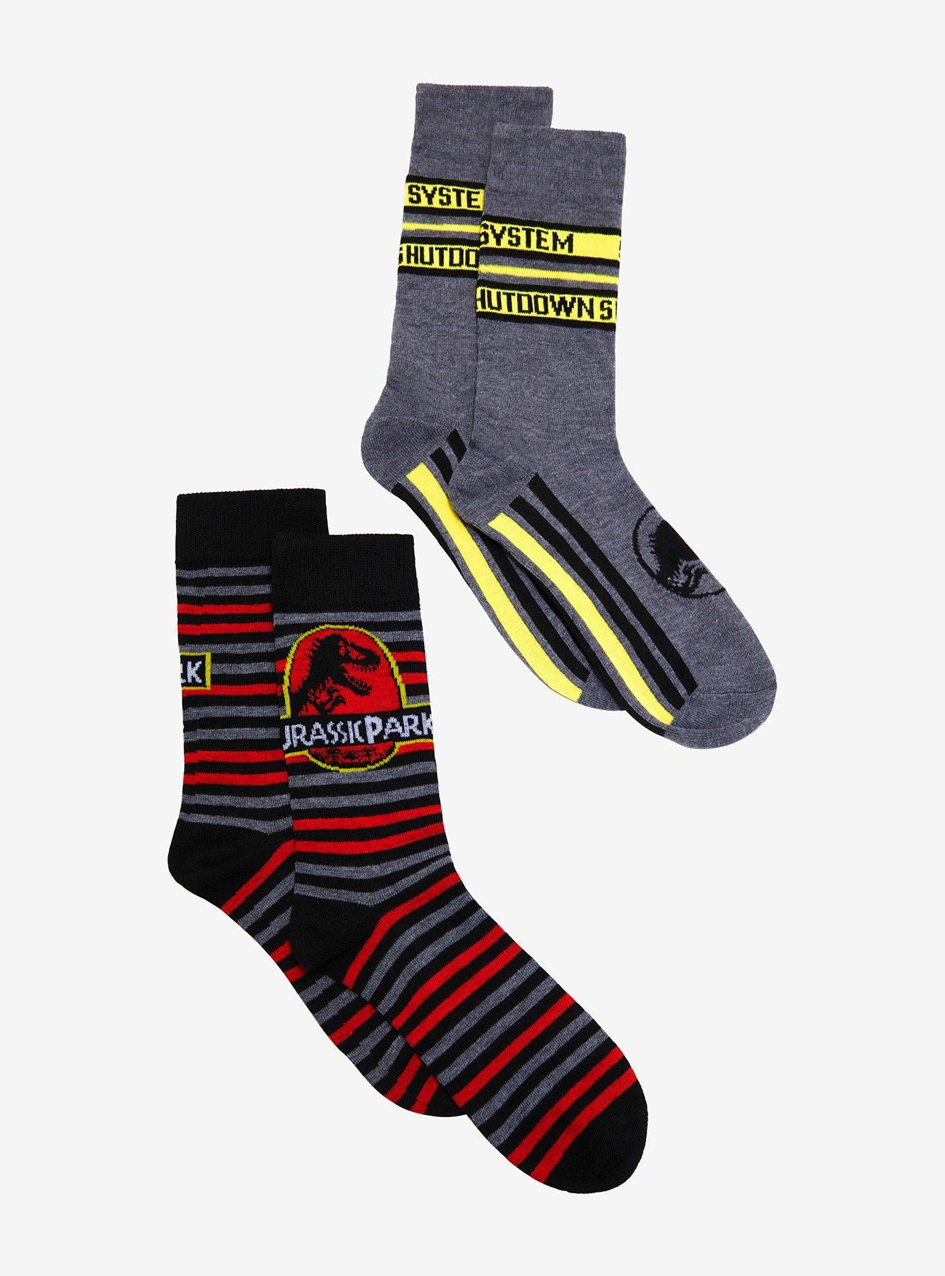 Jurassic Park Stripes Crew Socks 2 Pair | Hot Topic