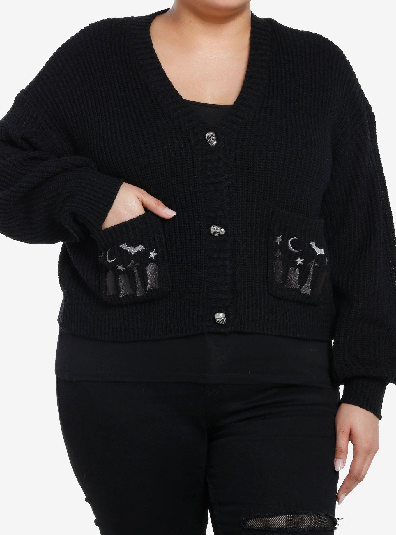 Social Collision Graveyard Skull Girls Crop Cardigan Plus Size Hot Topic