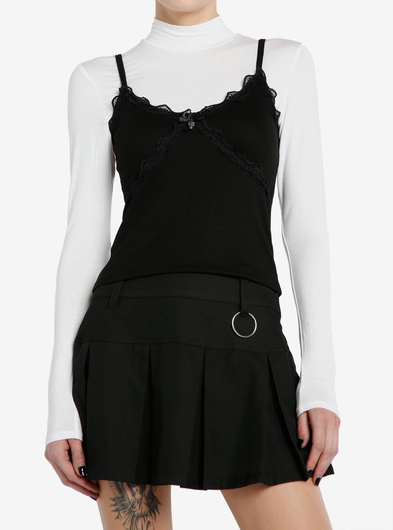 Social Collision Black Cami Girls Long Sleeve Twofer Hot Topic