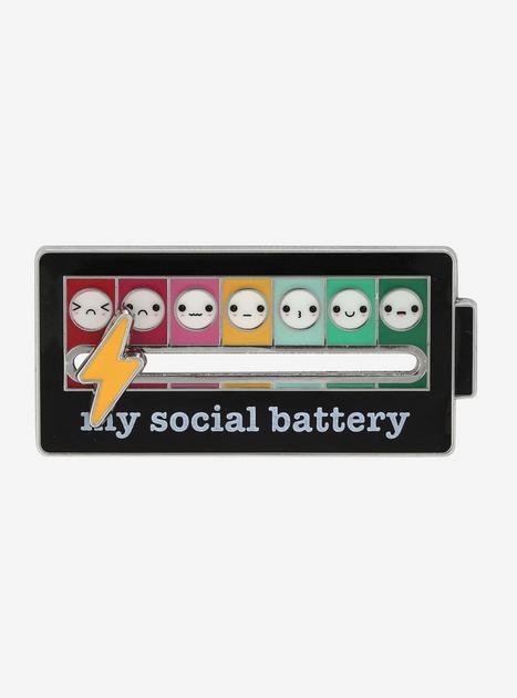Social Battery Sliding Enamel Pin | Hot Topic