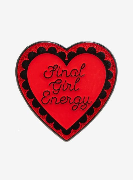 Final Girl Energy Glitter Heart Enamel Pin | Hot Topic