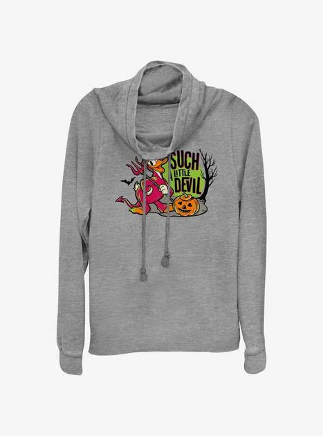 Disney100 Halloween Devil Donald Duck Cowl Neck Long-Sleeve Top - GREY ...