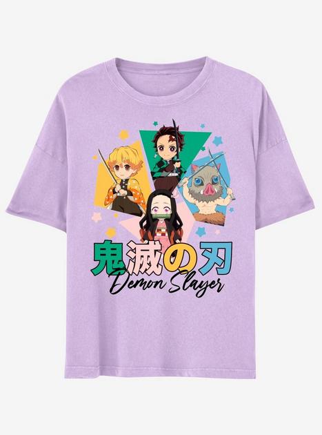 Demon Slayer: Kimetsu No Yaiba Chibi Group Boyfriend Fit Girls T-Shirt ...