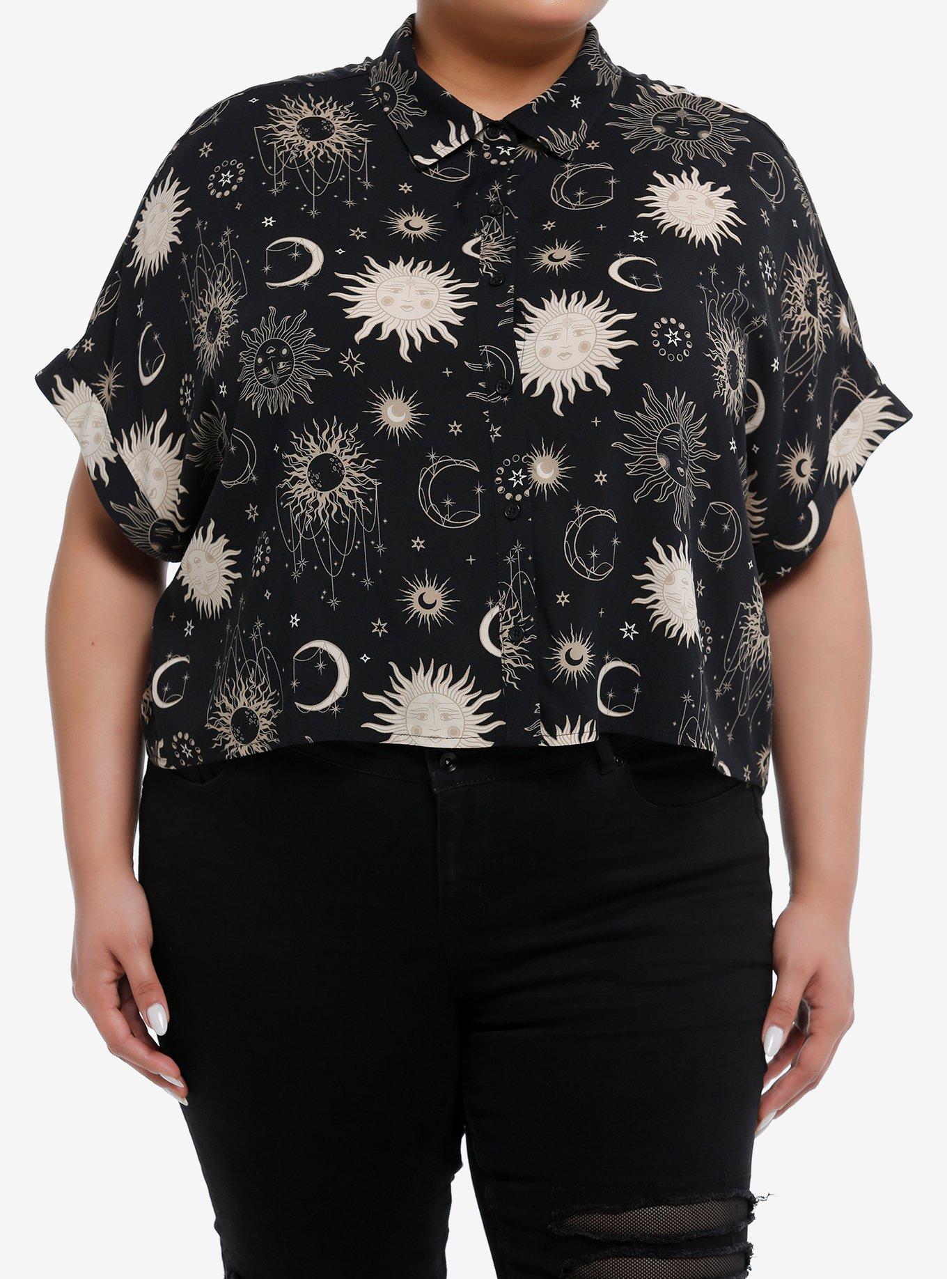 Cosmic Aura Celestial Boxy Girls Woven Button Up Plus Size Hot Topic